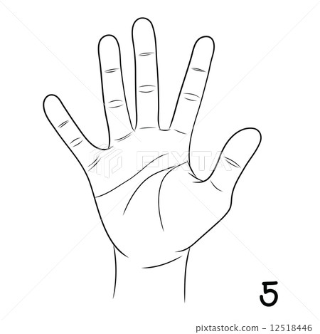 Sign language,Number 5 - Stock Illustration [12518446] - PIXTA