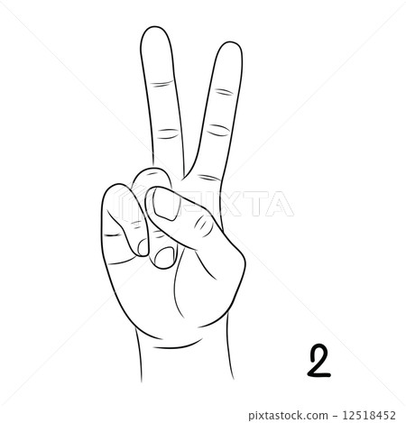 Sign language,Number 2 - Stock Illustration [12518452] - PIXTA