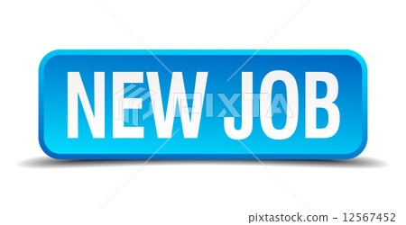 New job blue 3d realistic square isolated button - Stock Illustration ...