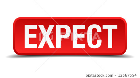 Expect red 3d square button isolated on white... - Stock Illustration ...