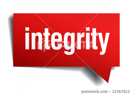 integrity red 3d realistic paper speech bubble - Stock Illustration ...