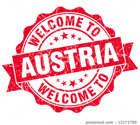 Welcome to Austria red grungy vintage isolated... - Stock Illustration ...