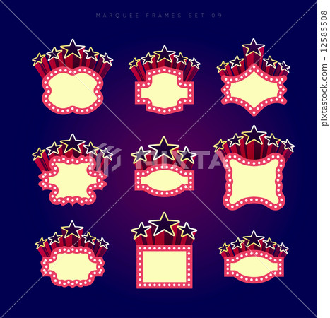 Retro illuminated movie marquee vector set - Stock Illustration [12585508] - PIXTA