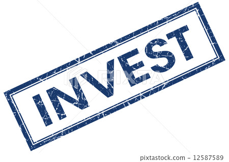 Invest blue square grungy stamp isolated on... - Stock Illustration ...