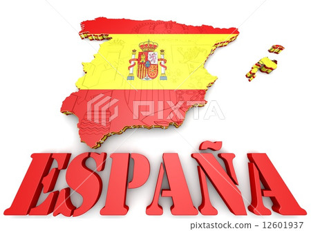Map of SPAIN with flag - Stock Illustration [12601937] - PIXTA