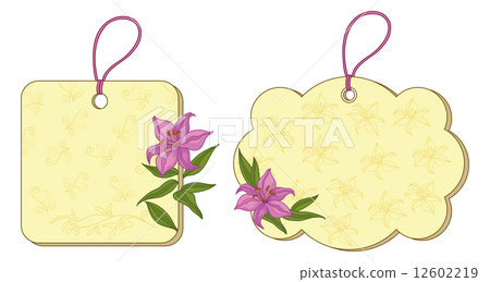 Tags with floral pattern - Stock Illustration [12602219] - PIXTA