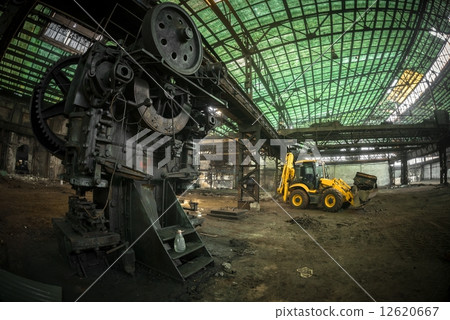 Industrial interior with bulldozer inside - Stock Photo [12620667] - PIXTA