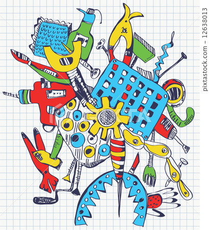 Tools doodle illustration on paper - Stock Illustration [12638013] - PIXTA