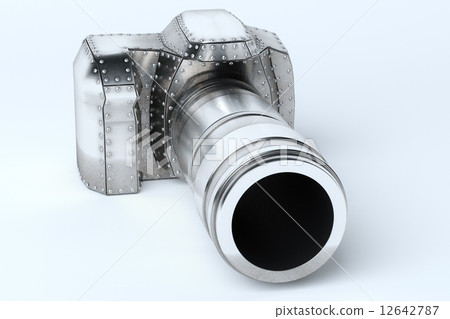 Conceptual Metal (Platinum) Photo Camera on... - Stock Illustration ...