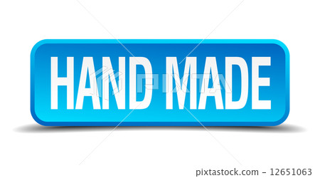 Hand made blue 3d realistic square isolated button - Stock Illustration ...