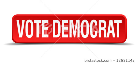 Vote democrat red 3d square button isolated on... - Stock Illustration ...