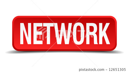 Network red 3d square button isolated on white - Stock Illustration ...