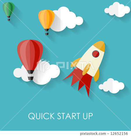 Quick Start Up Flat Concept Vector Illustration - Stock Illustration ...