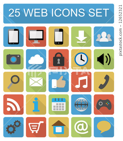Color flat web icons set on white background - Stock Illustration ...
