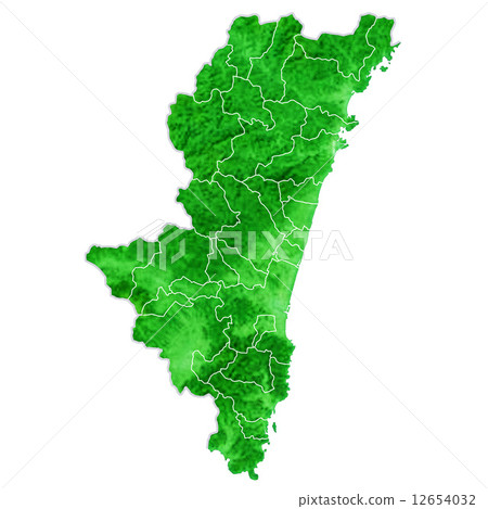 Miyazaki Prefecture Map - Stock Illustration [12654032] - PIXTA