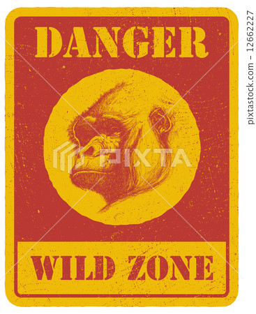 warning sign. danger signal with gorilla. eps 8 - Stock Illustration ...