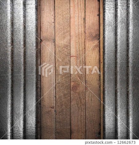metal on wooden background - Stock Illustration [12662673] - PIXTA