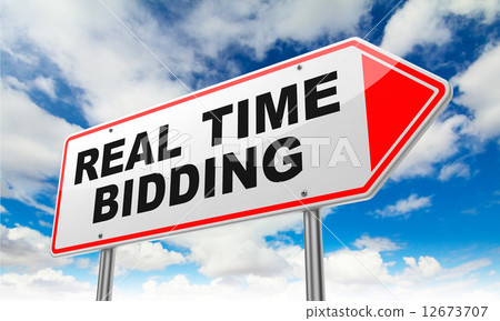 Real Time Bidding on Red Road Sign. - Stock Illustration [12673707] - PIXTA