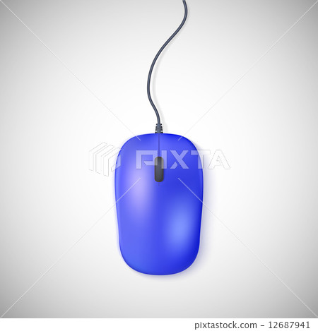 Blue computer mouse on white-插圖素材 [12687941] - PIXTA圖庫