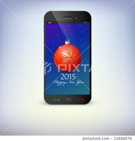 Front view of christmas phone isolated. New... - Stock Illustration ...