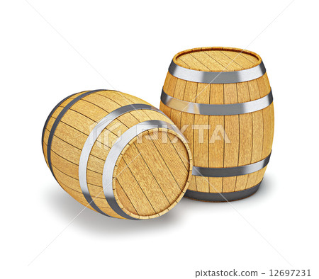 Wooden barrel isolated on white - Stock Illustration [12697231] - PIXTA