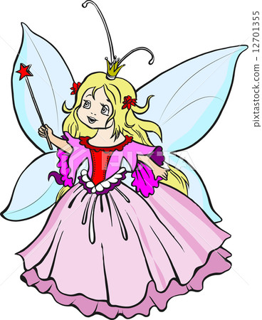 Beautiful little princess with magic wand.... - Stock Illustration ...