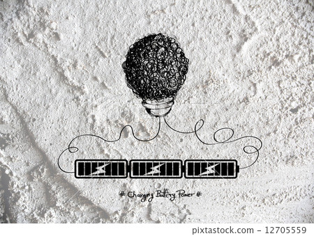 Light bulb with Charging Battery Power Idea on... - Stock Illustration ...