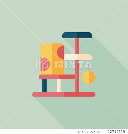 Pet cat tree flat icon with long shadow,eps10 - Stock Illustration ...