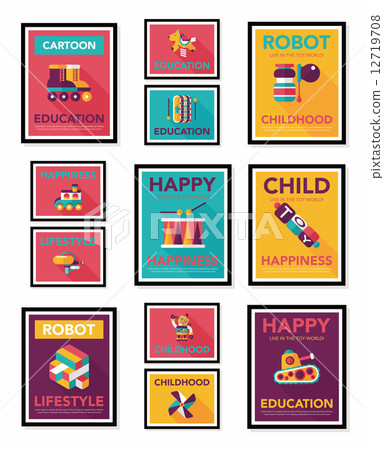 Toy poster flat banner design flat background... - Stock Illustration ...
