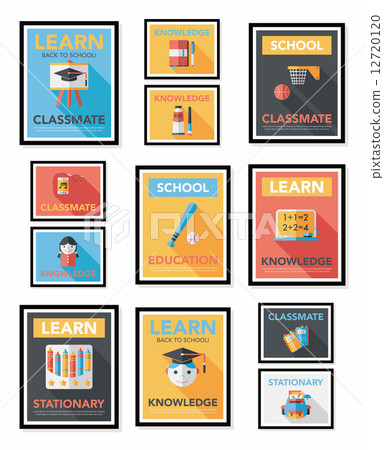 School poster flat banner design flat... - Stock Illustration [12720120 ...