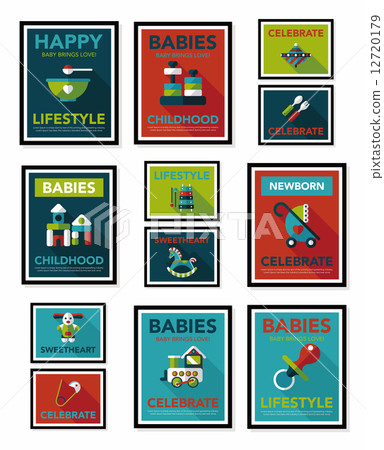 Baby poster flat banner design flat background... - Stock Illustration ...
