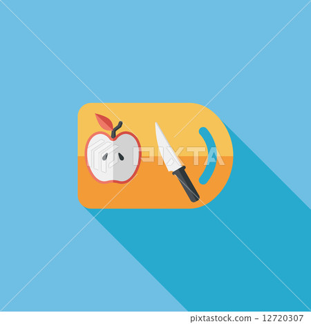 kitchenware chopping board and knife flat icon...-插圖素材 [12720307] - PIXTA圖庫
