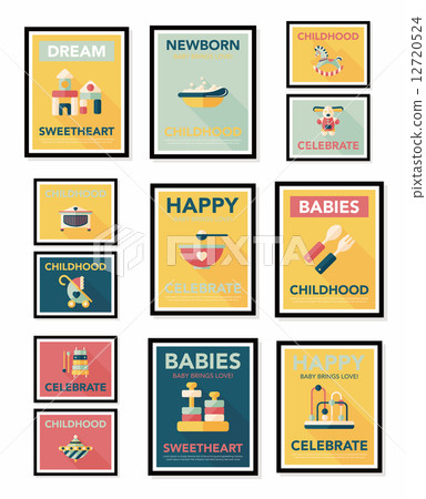 Baby poster flat banner design flat background... - Stock Illustration ...