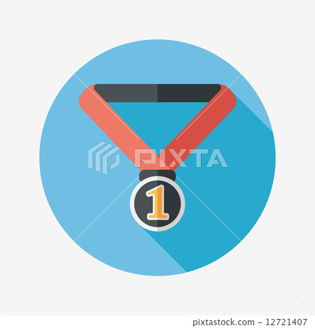 medal flat icon with long shadow,eps10 - Stock Illustration [12721407 ...