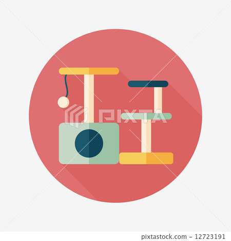 Pet cat tree flat icon with long shadow,eps10 - Stock Illustration ...