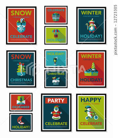 Christmas poster banner design flat background... - Stock Illustration ...