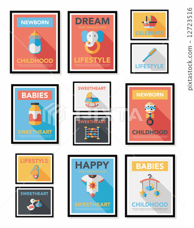 Baby poster flat banner design flat background... - Stock Illustration ...