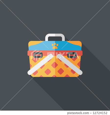 Pet dog travel cage flat icon with long... - Stock Illustration ...