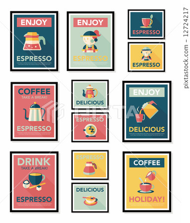 Coffee poster flat banner design flat... - Stock Illustration [12724217 ...