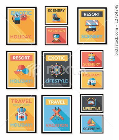 Travel poster banner design flat background... - Stock Illustration ...
