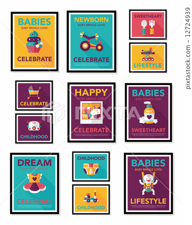 Baby poster flat banner design flat background... - Stock Illustration ...
