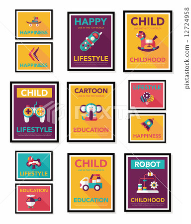 Toy poster flat banner design flat background... - Stock Illustration ...