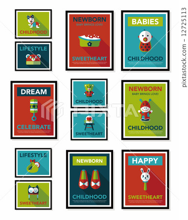 Baby poster flat banner design flat background... - Stock Illustration ...