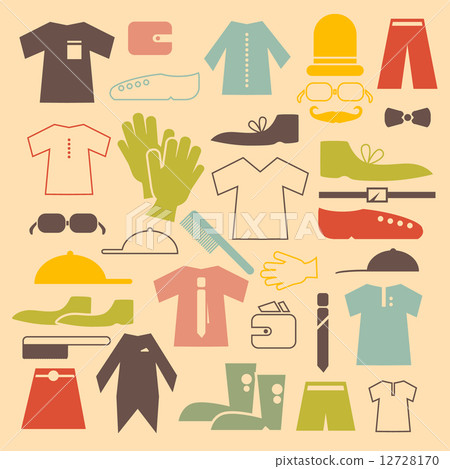 Retro Clothing Vector Flat Design Icons Set... - Stock Illustration ...