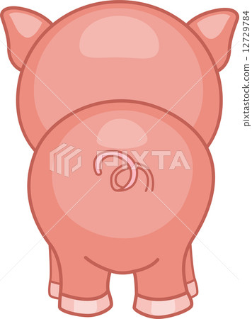 Pig Back View - Stock Illustration [12729784] - PIXTA