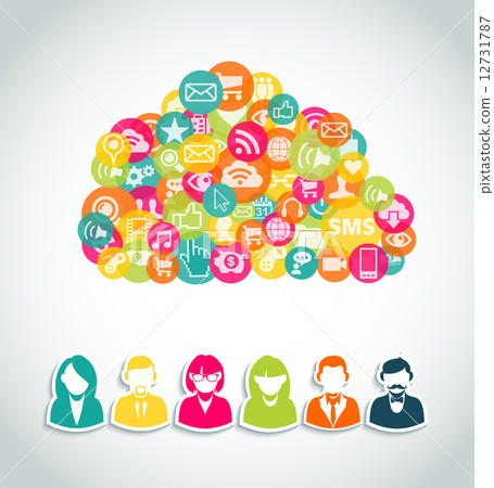 Social media cloud computing concept - Stock Illustration [12731787 ...