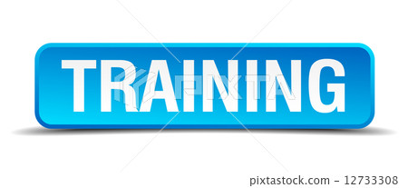 Training blue 3d realistic square isolated button - Stock Illustration ...