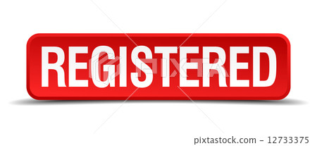 registered red 3d square button isolated on white - Stock Illustration ...