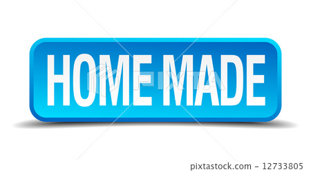Home made blue 3d realistic square isolated button-插圖素材 [12733805 ...