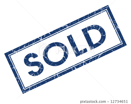 Sold blue square grungy stamp isolated on white... - Stock Illustration ...